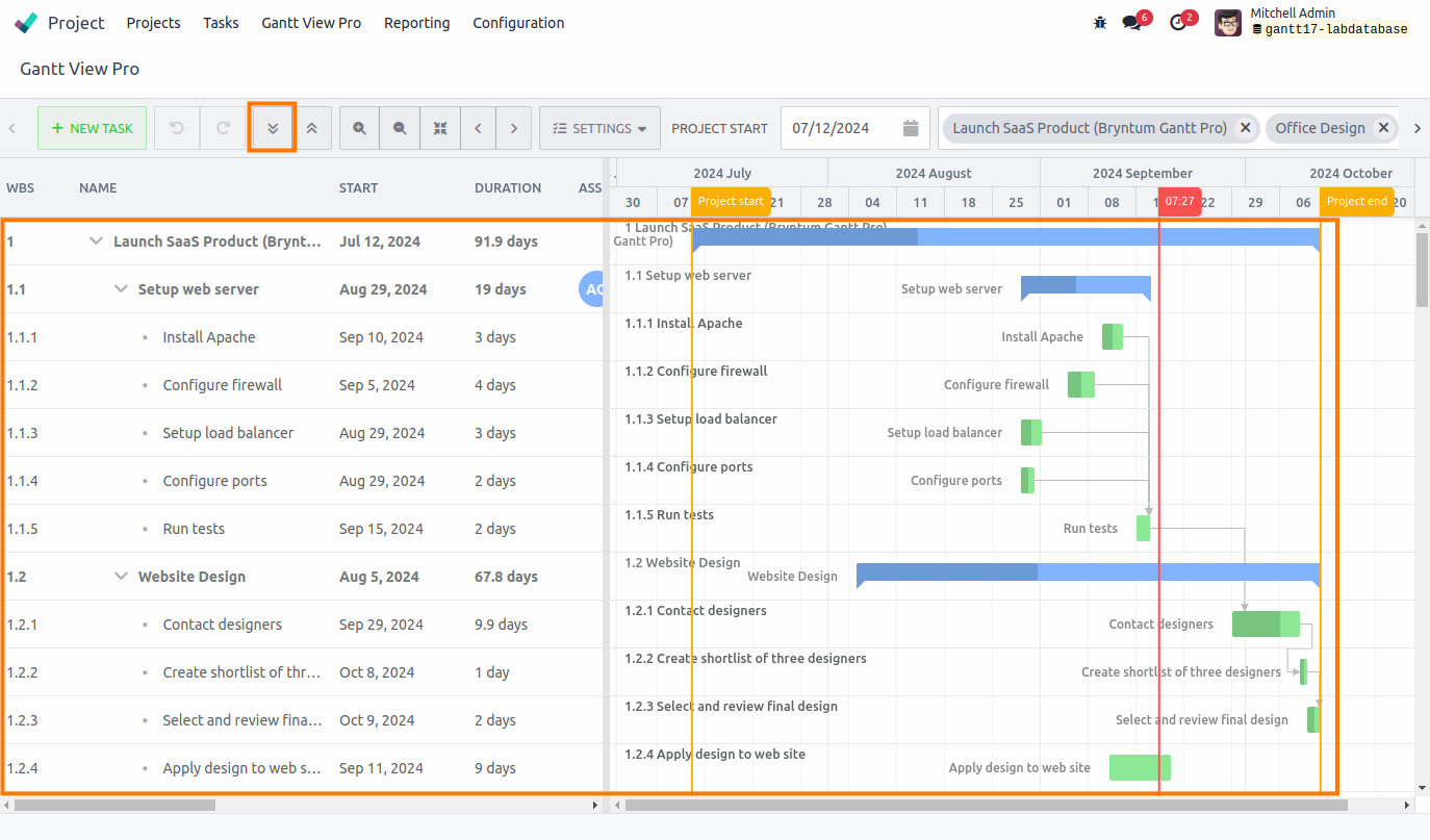 Bryntum Gantt for Odoo Docs